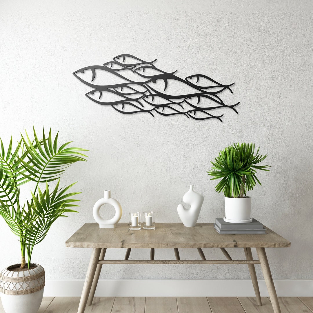 Metal Fish Wall Art, Coastal Bathroom Metal Wall Decor, Nautical Fish ...