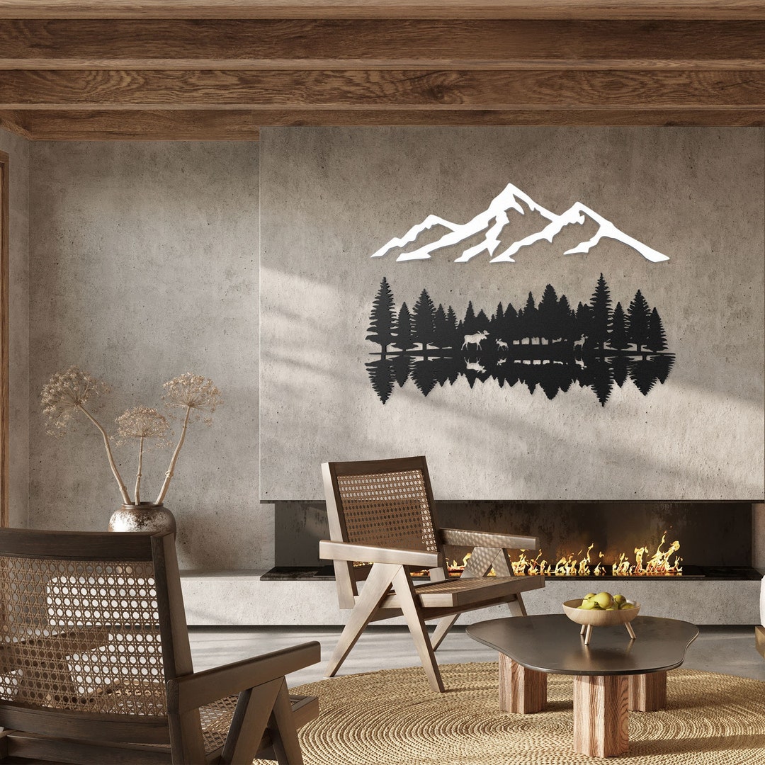 Metal Mountain Wall Art, Mountain Wall Decor, Large Metal Wall Art ...