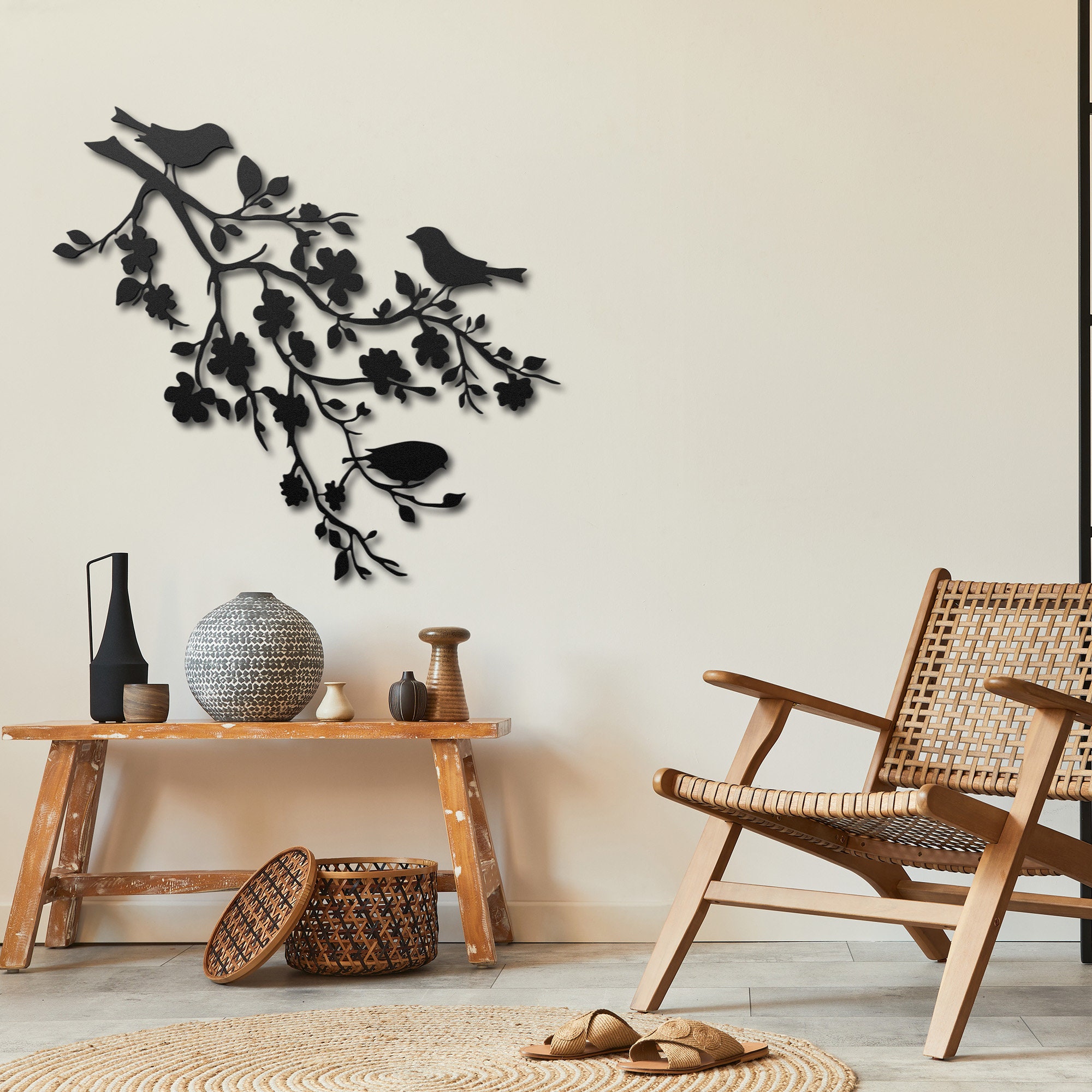 Kitchen Wall Decor Rustic Metal Wall Decor, Leaves Wall Art Birdhouse ...