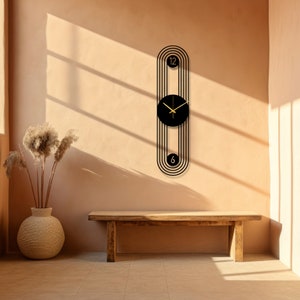 Modern Long Vertical Metal Wall Clock, Minimalist Geometric Wall Clock ...
