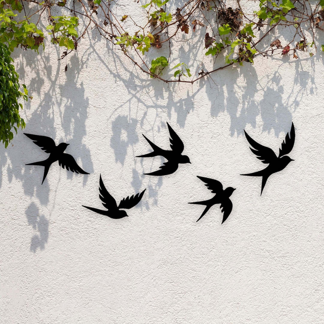 Birds Metal Wall Art, Flock of Birds Wall Art, Birds Set of 5, Bird ...