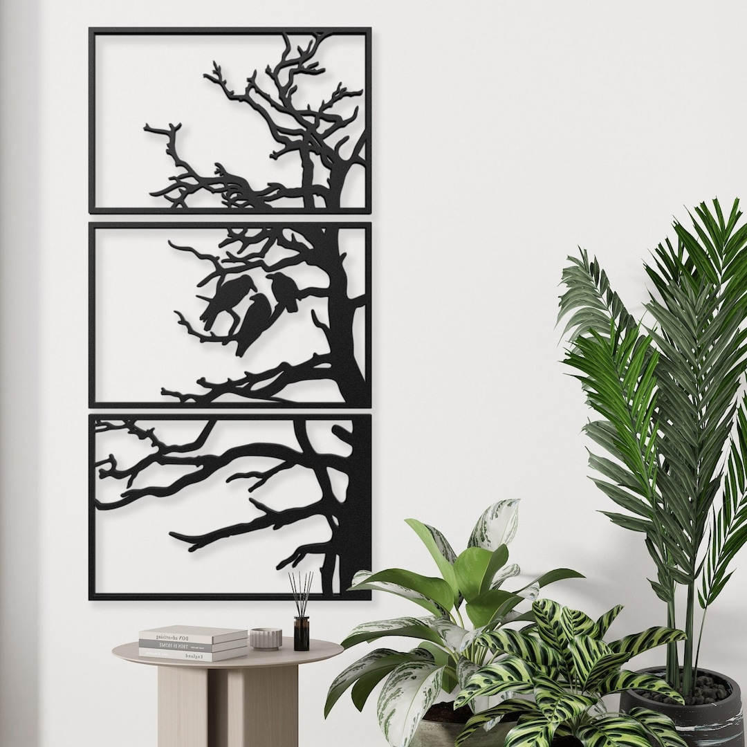 Tree Branches Metal Wall Decor With Birds, Metal Wall Art for Dining or ...