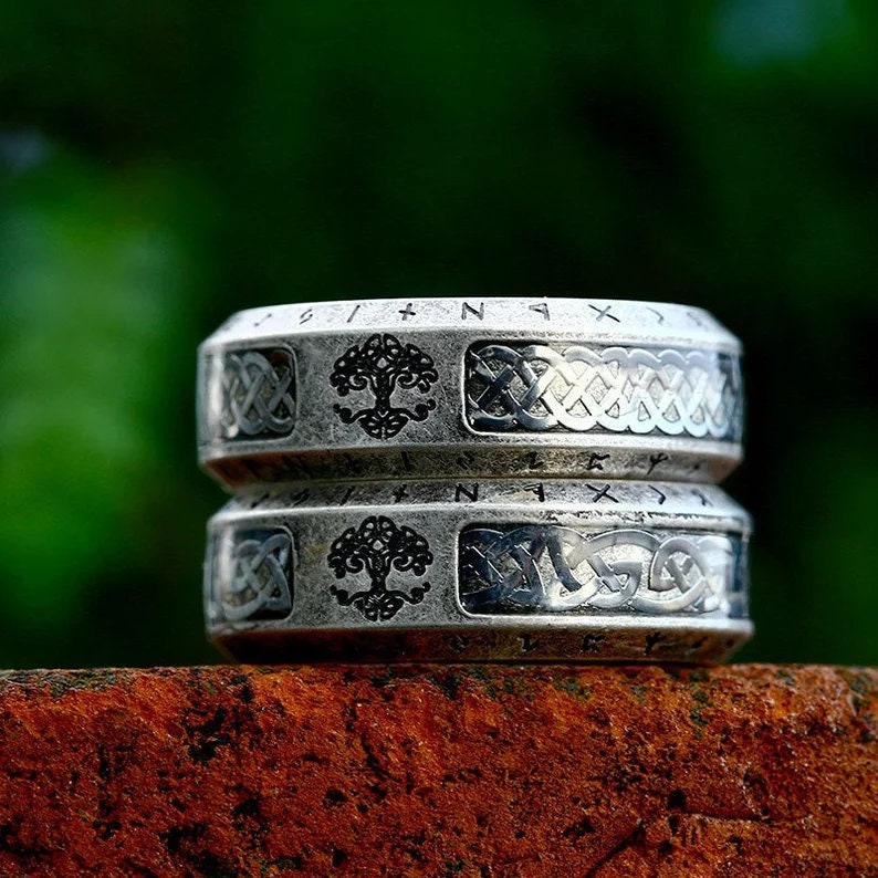 Yggdrasil Viking Ring Runes Tree of Life Ring Stainless Steel Ring ...