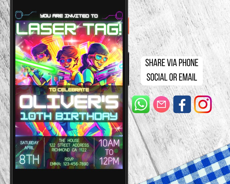 EDITABLE Laser Tag Party Invitation Brithday Invite Instant - Etsy