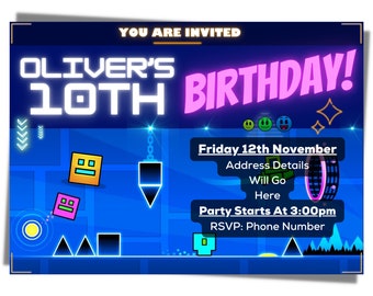 Geometry Dash Invitation - Etsy