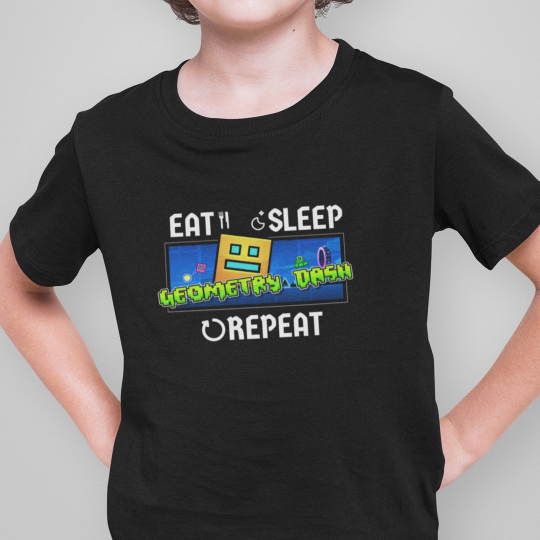 Geometry Dash T-shirt, Kids Gamer Tee, Eat Sleep Repeat, Kids Heavy ...