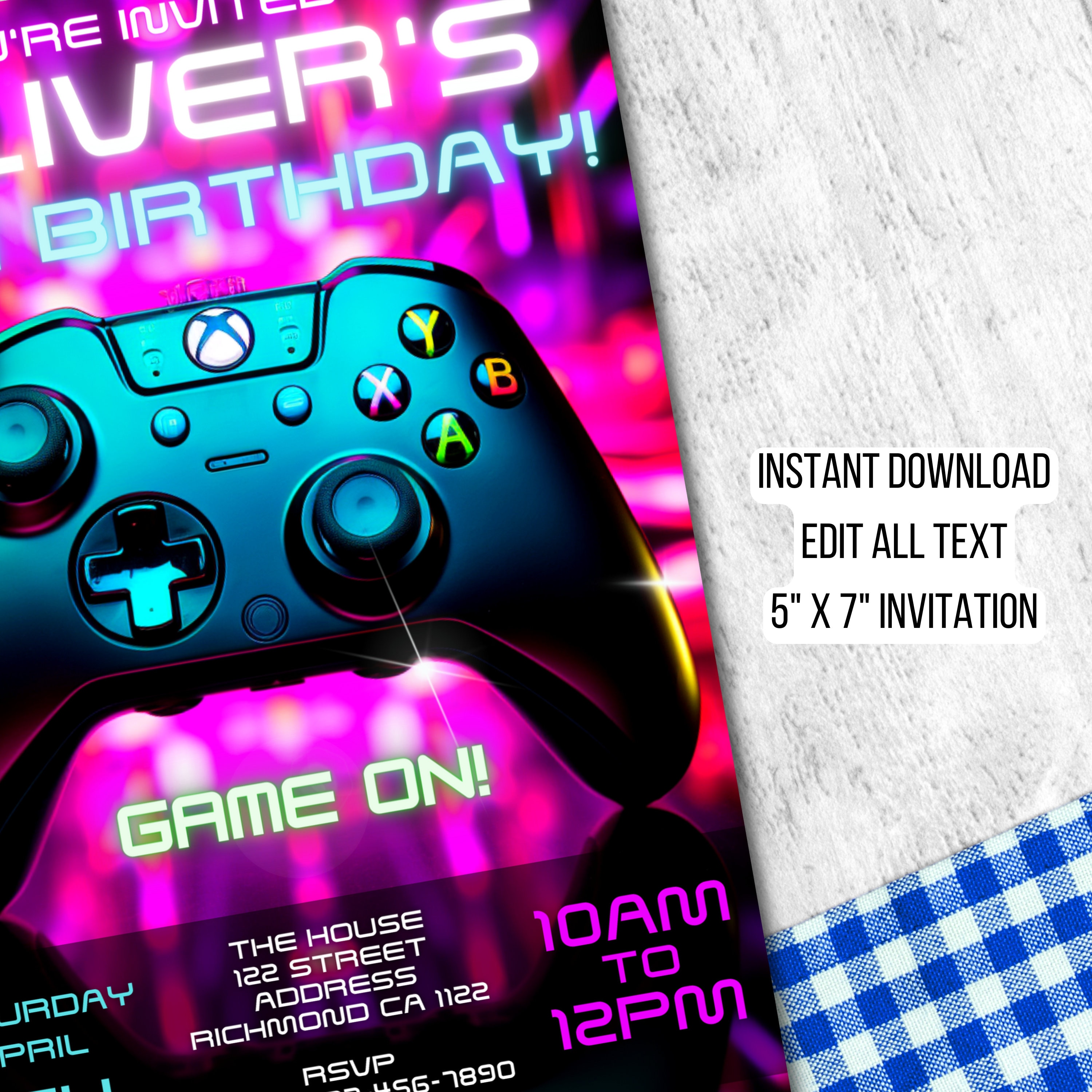 EDITABLE Video Game Party Invitation Printable Gamer Birthday - Etsy UK