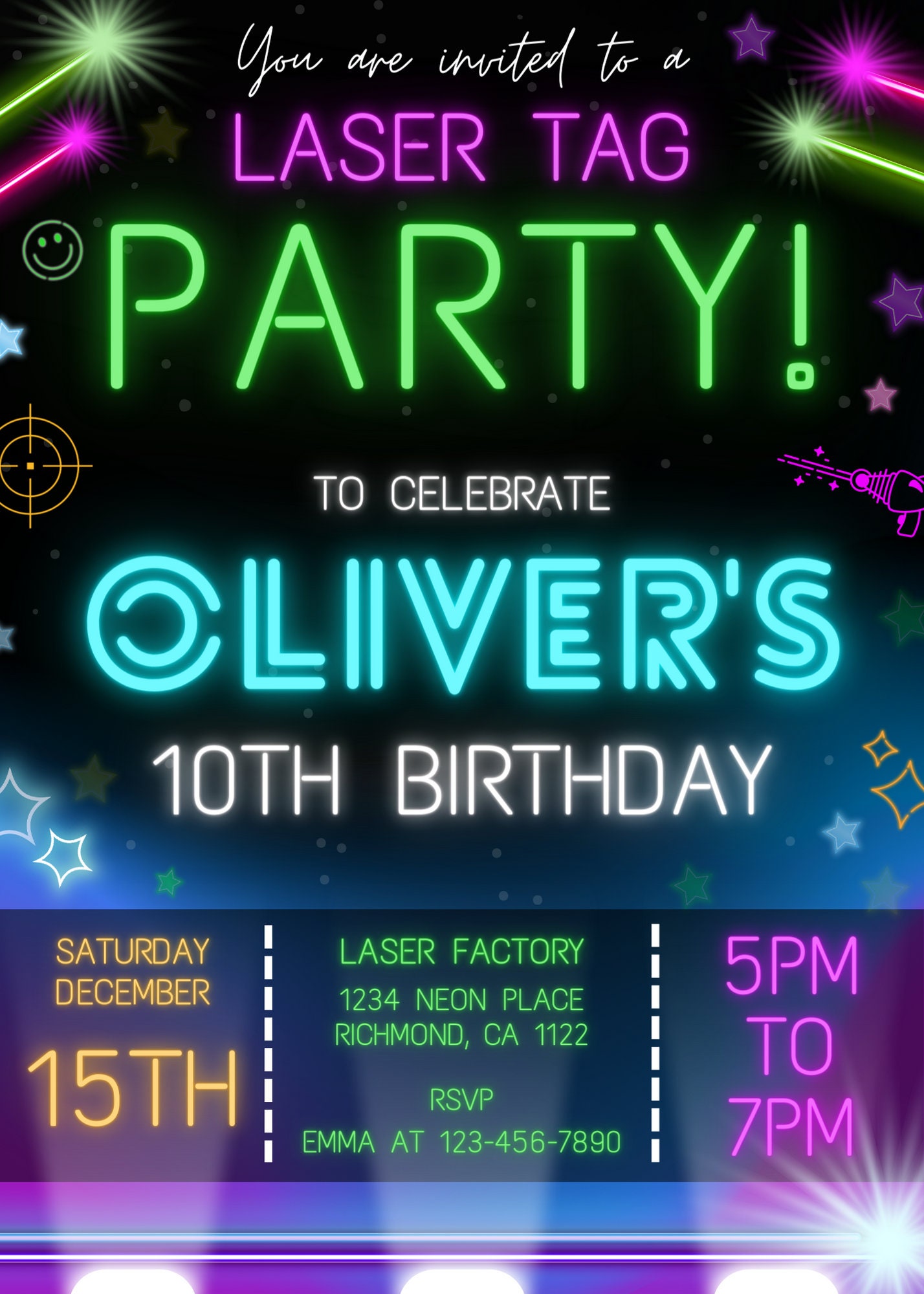Laser Tag Invitation, Laser Tag Invite, Instant Download Laser Tag ...
