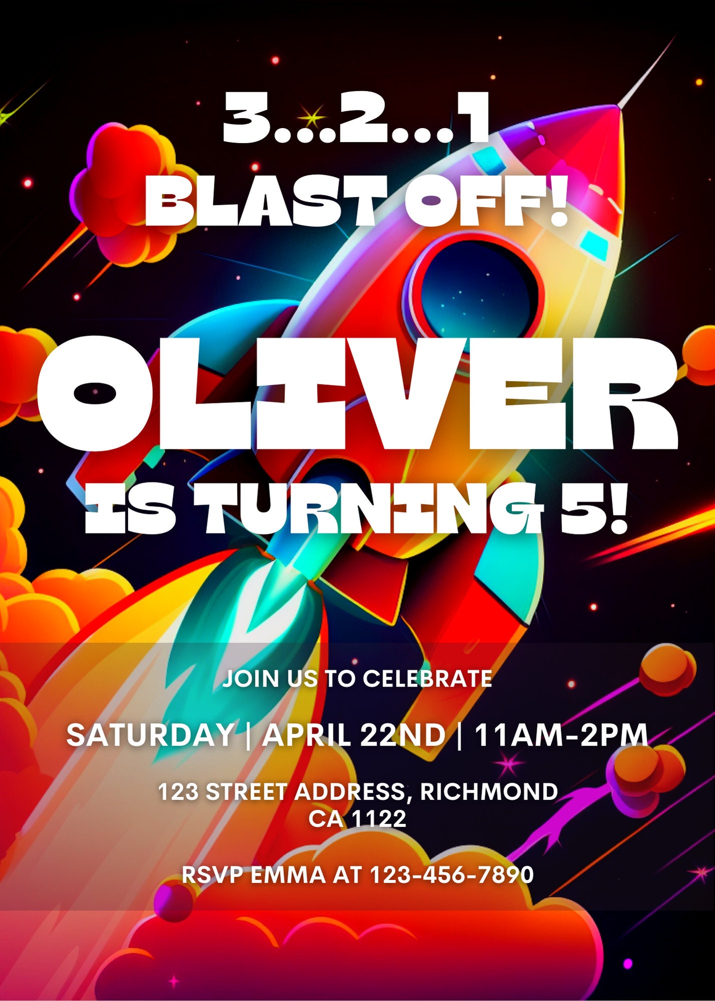 EDITABLE Space Rocket Ship Birthday Invitation, Outer Space Party ...