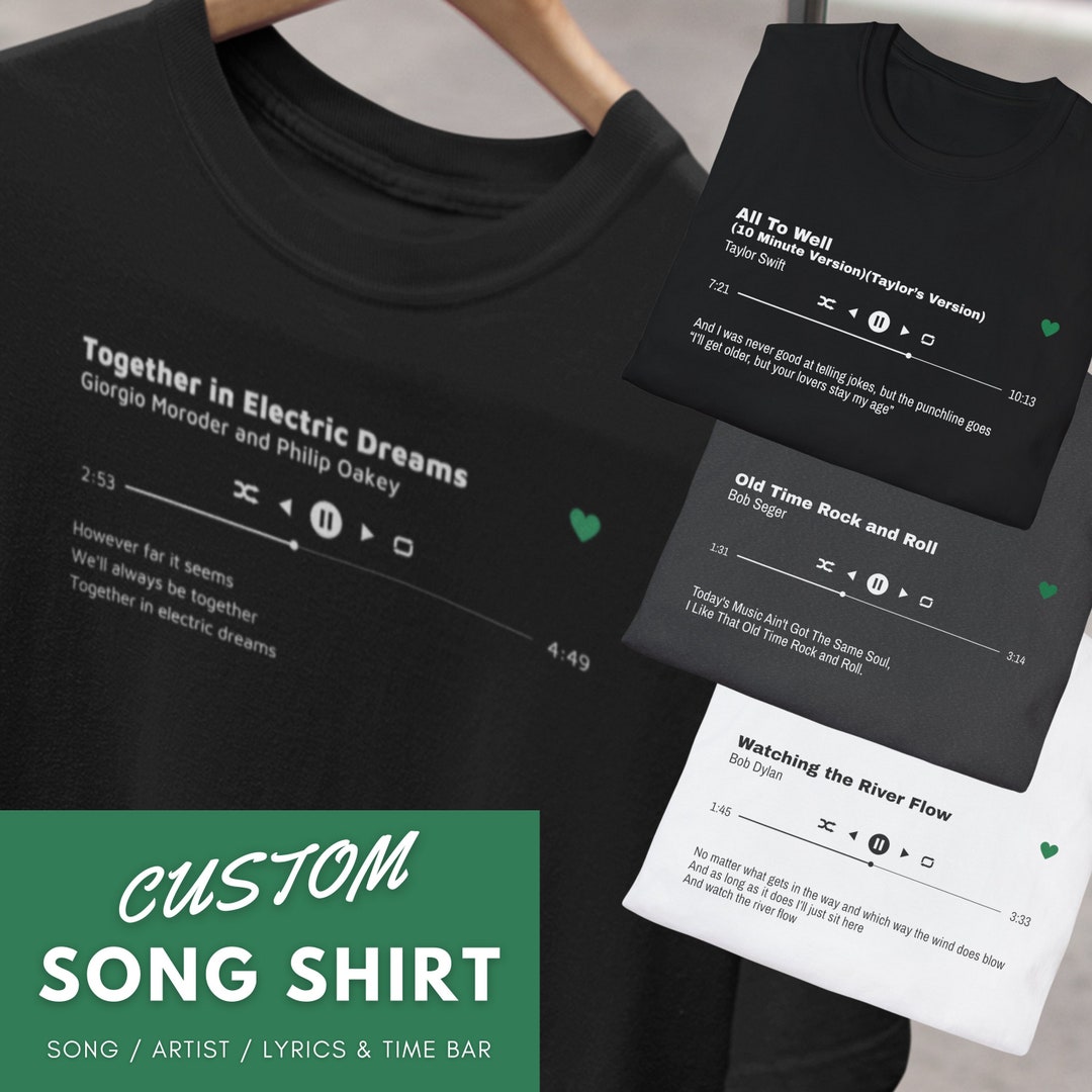 Personalised Song Shirt, Custom Song, Music Player & Lyrics - Etsy