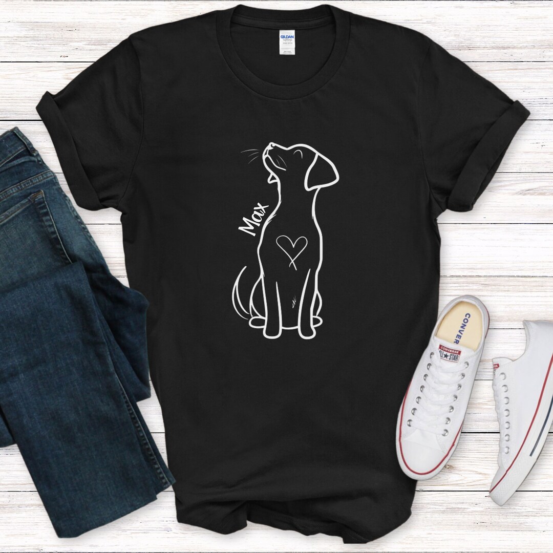 Personalised Labrador T-shirt, Minimalist Dog Drawing & Name, Gift for ...