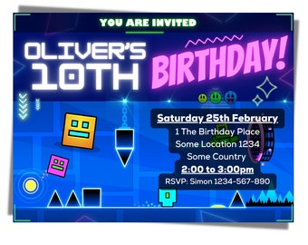 GEOMETRY DASH Birthday Invitation - Etsy