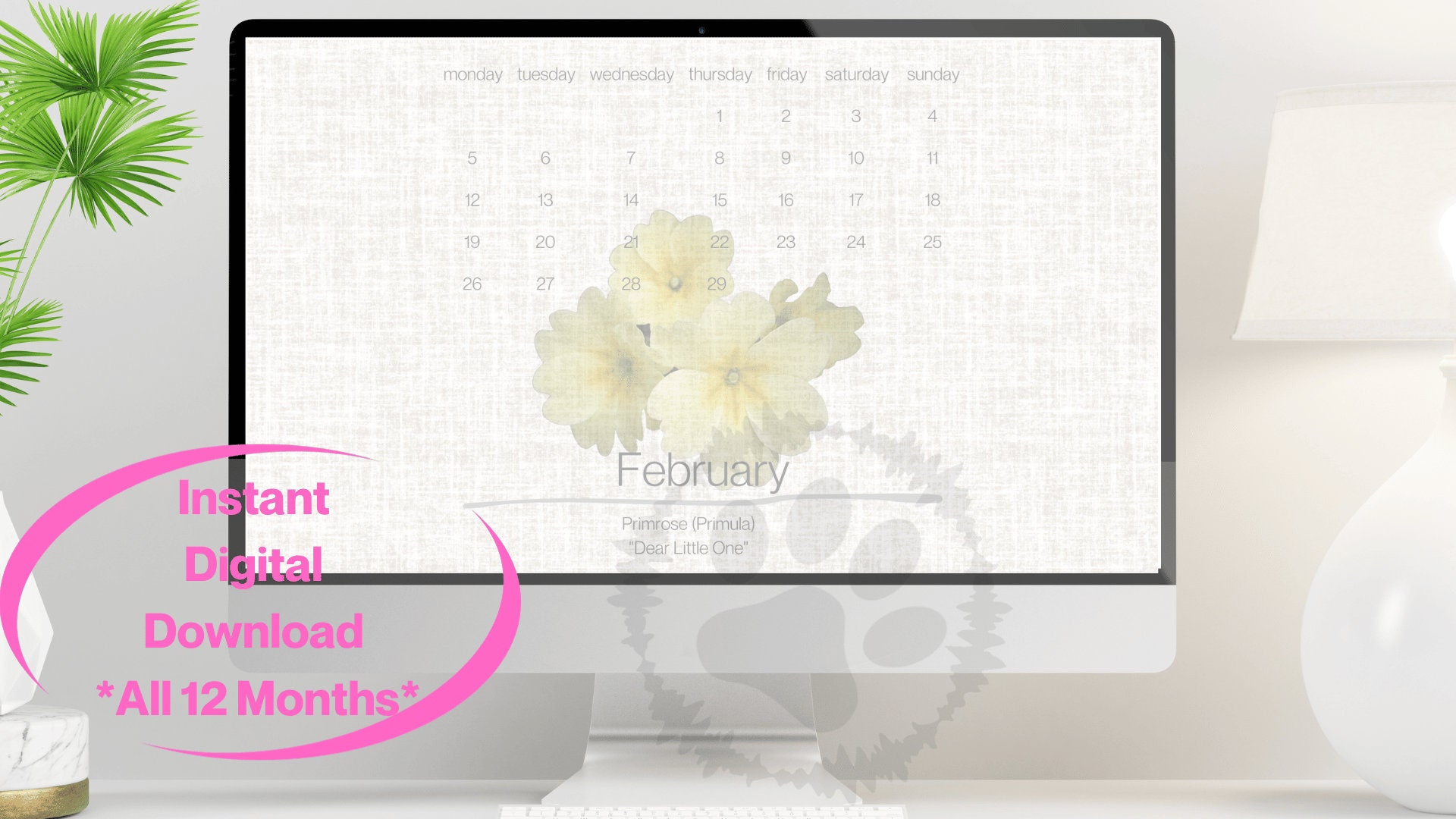 2024 Monthly Calendar Flower of the Month. Computer Desktop Wallpaper ...