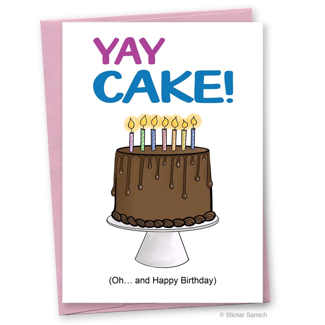 YAY Cake! Happy Birthday Card for Her | Card for Him - Etsy