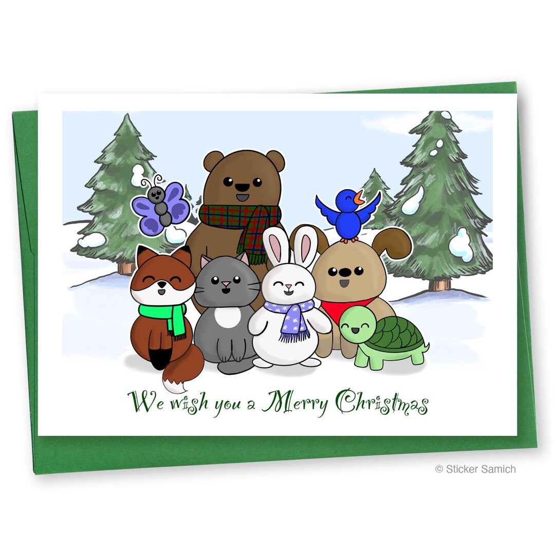 Cute Animal Choir Card We Wish You a Merry Christmas - Etsy