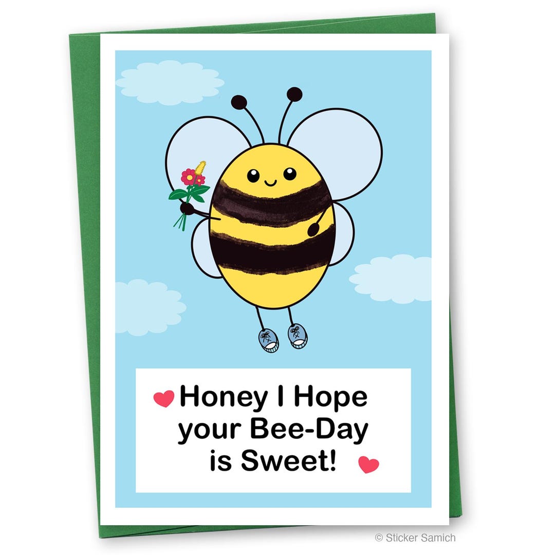 Cute Bee Birthday Card | Honey I Hope Your Bee-day is Sweet - Etsy