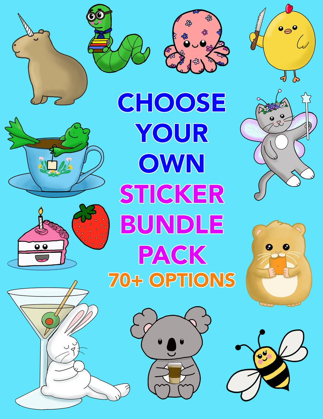 Choose Your Own Cute Sticker Bundle - Etsy