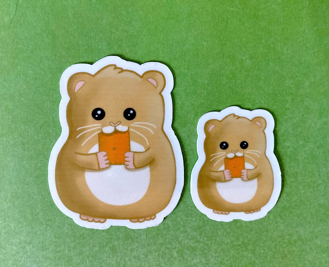 Adorable Hamster Eating Cracker |set of 2| Water & UV Resistant Vinyl ...