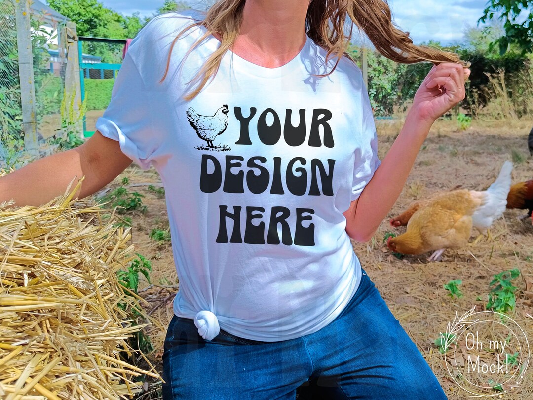 CHICKEN MOM MOCKUP, Chicken Shirt Mockup, Farm Mockup, White Shirt Mock ...