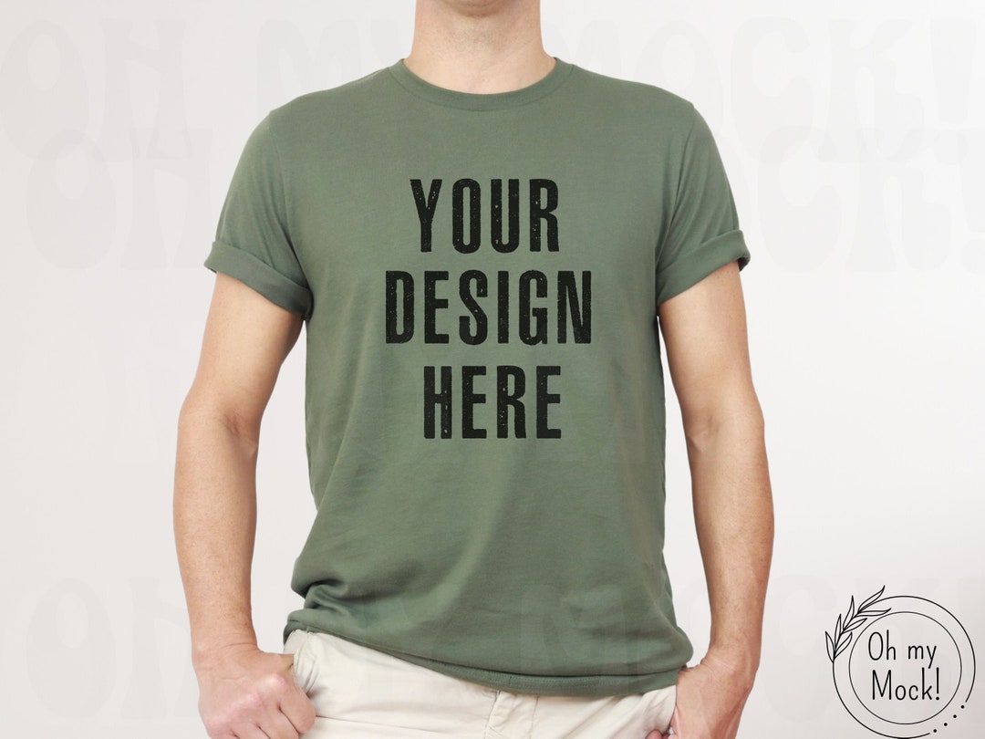 BELLA CANVAS MILITARY Green Mockup, Mens Mockup, Military Green Mock Up ...