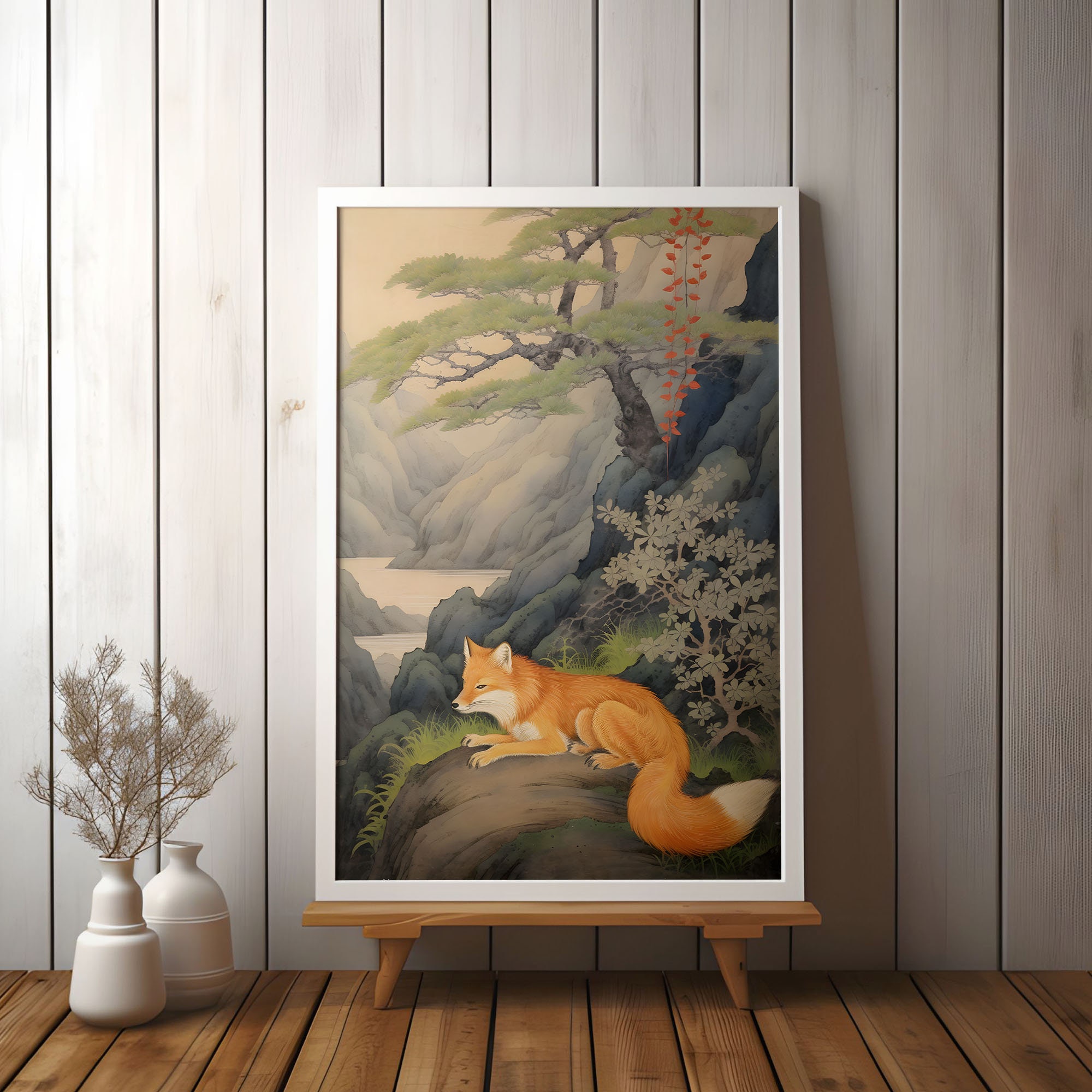 Sakura Hokusai Ukiyo-e Fox Printable Wall Art Edo Period - Etsy