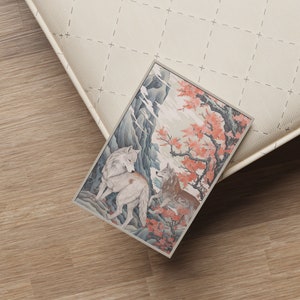 Sakura Hokusai Ukiyo-e Wolf Printable Wall Art, Edo Period Vintage ...