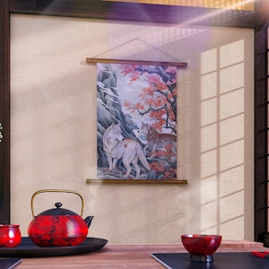 Sakura Hokusai Ukiyo-e Wolf Printable Wall Art, Edo Period Vintage ...