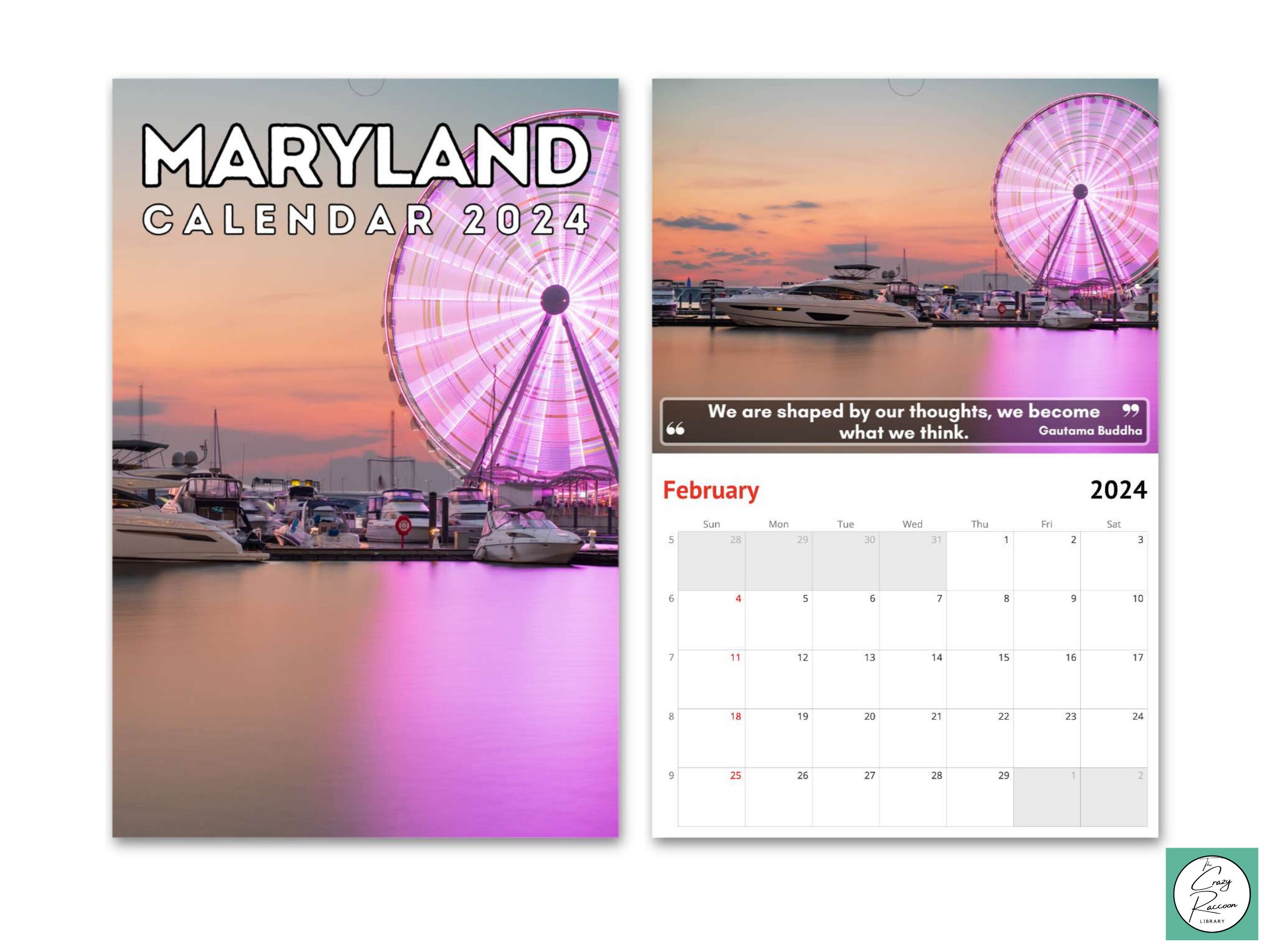 Maryland Wall Calendar 2024, Great Gift Idea for Maryland State Lovers ...