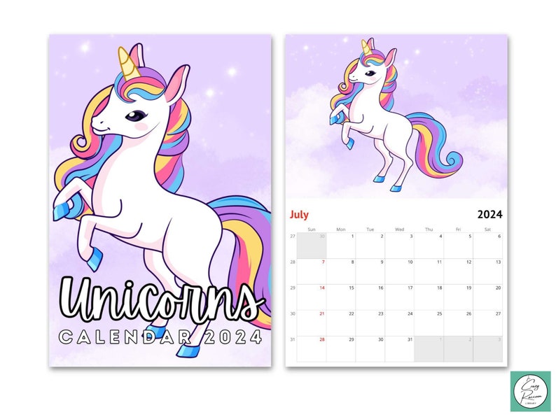Unicorns Wall Calendar 2024, Cute Gift Idea for Unicorn Lovers Kids - Etsy