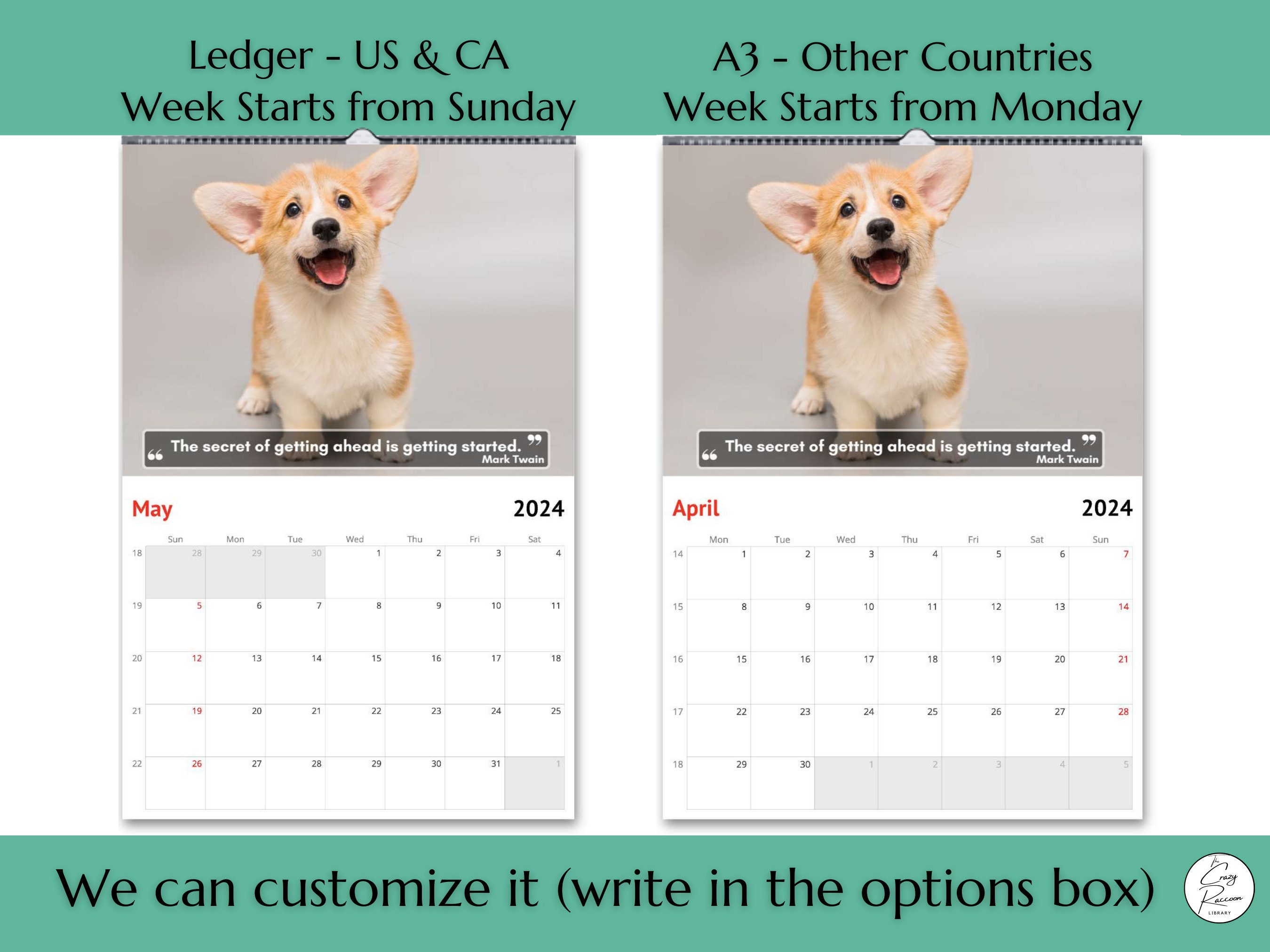 Corgi Puppies Wall Calendar 2024, Cute Gift Idea for Corgi Puppy Lovers ...