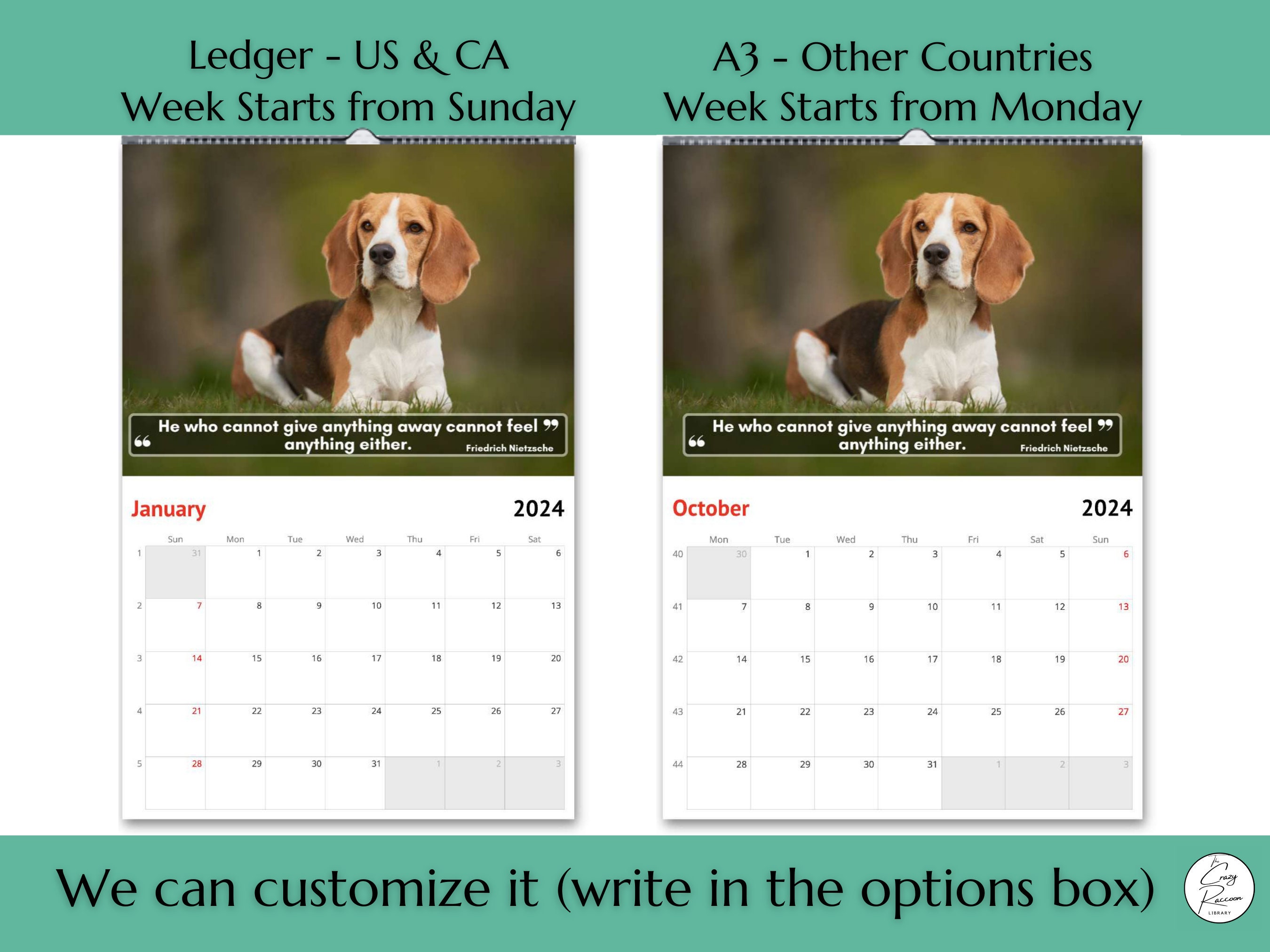 Beagles Calendar 2024, Cute Gift Idea for Beagle Lovers & Owners - Etsy