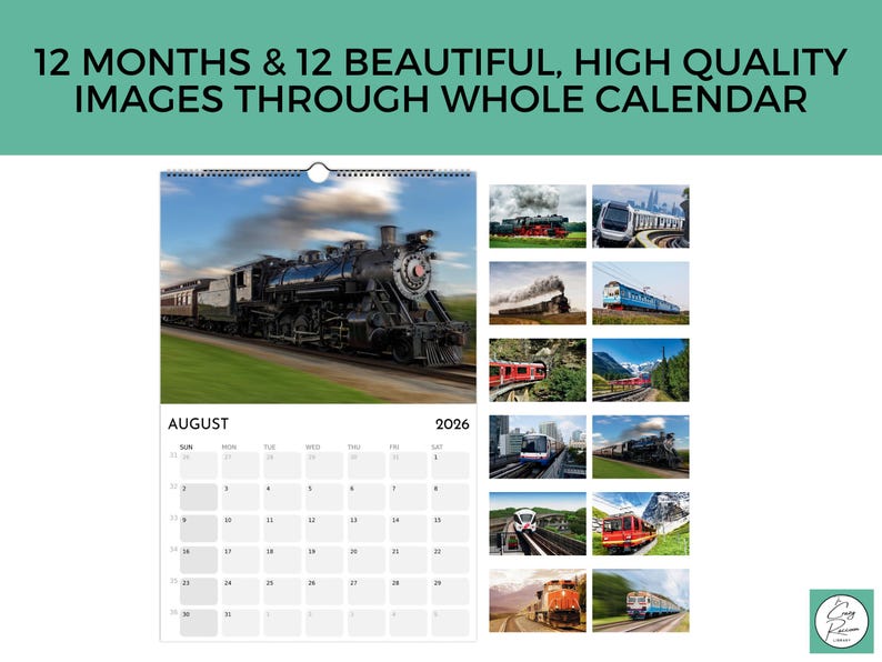 Trains Wall Calendar 2026, Train Lovers Gift - Etsy