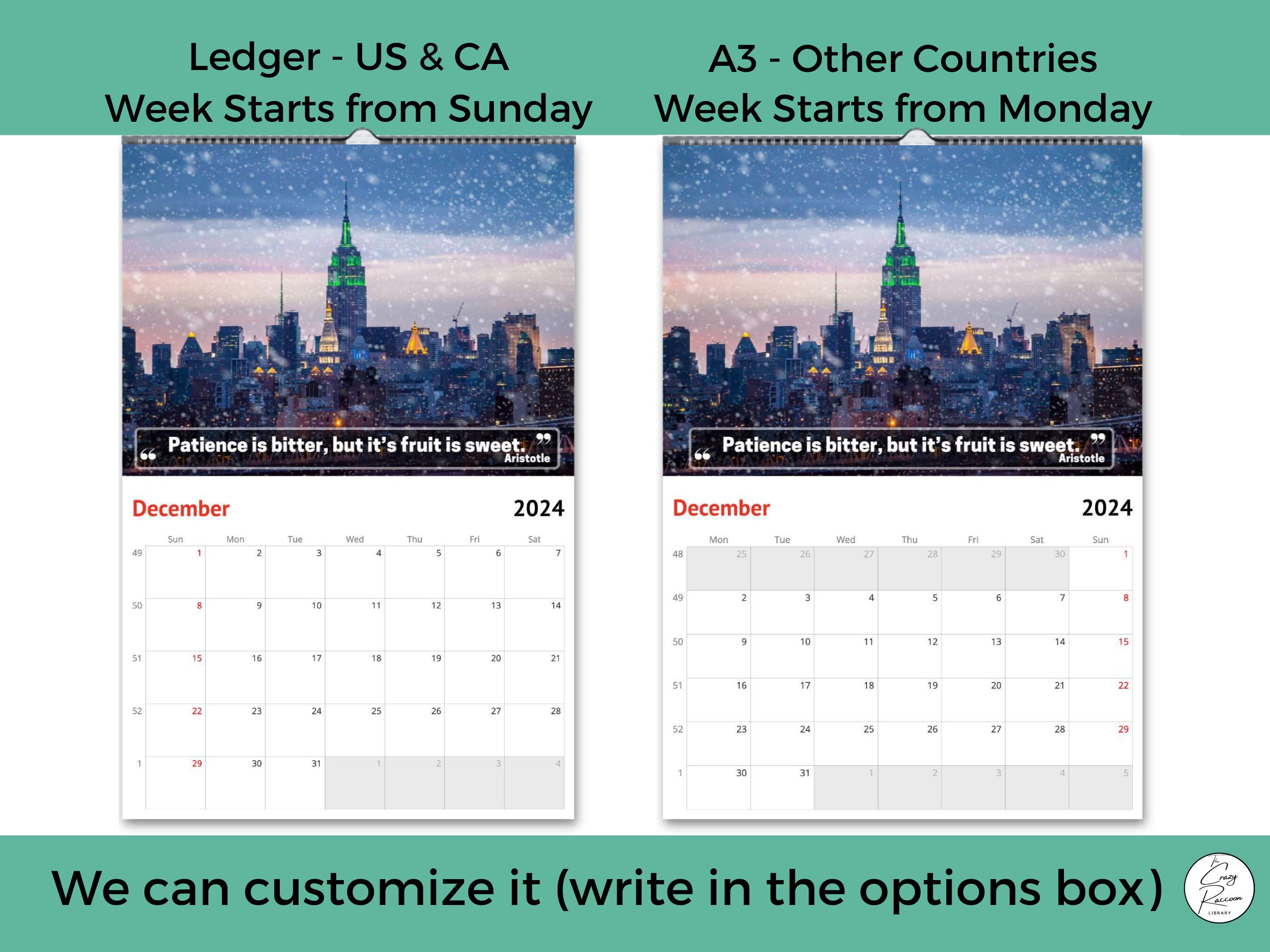 New York Wall Calendar 2024, Great Gift Idea for New York Lovers - Etsy