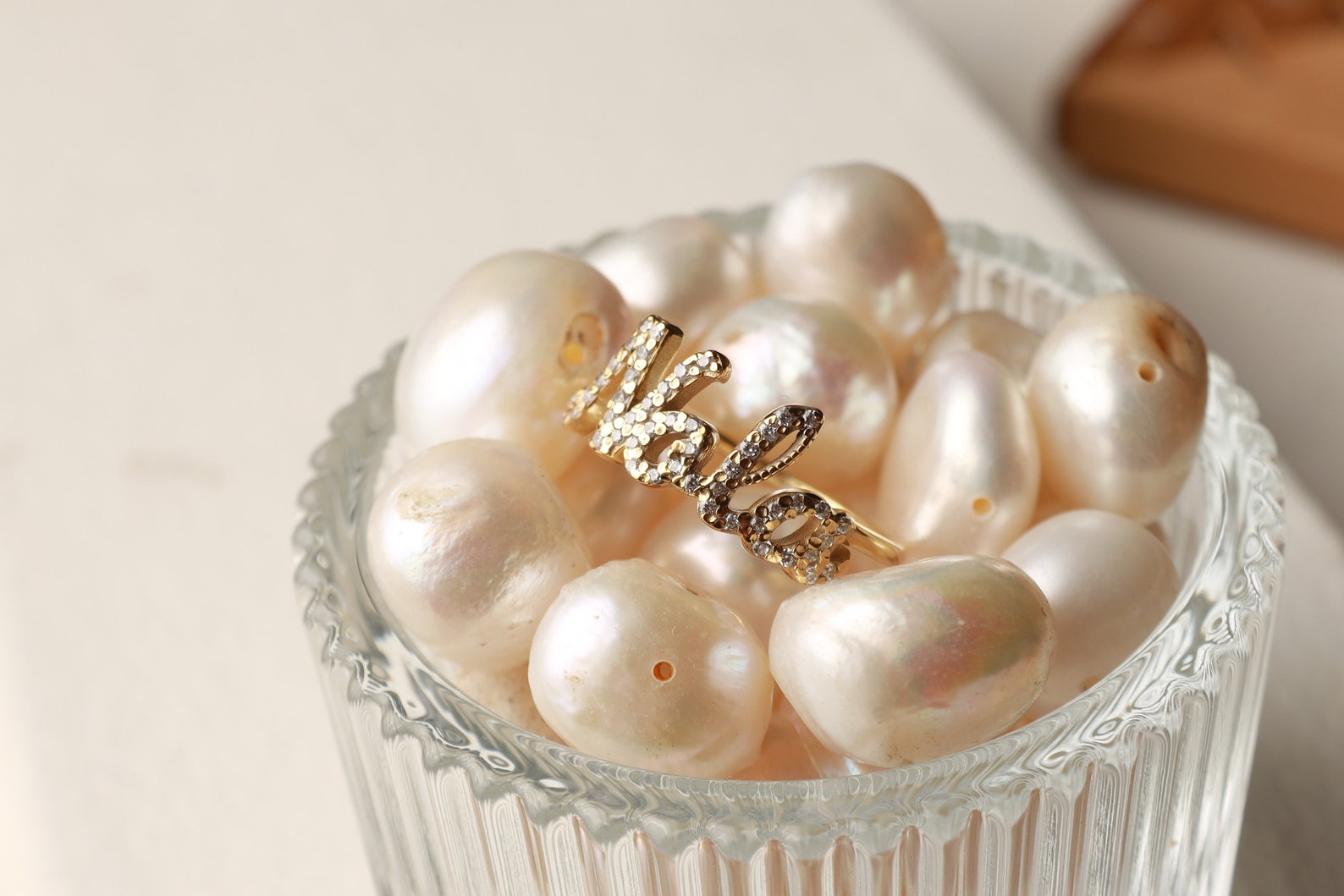 14k Solid Gold Custom Diamond Name Ring, Personalized Name Jewelry ...