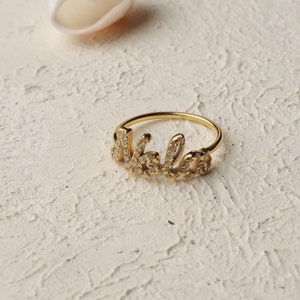 14k Solid Gold Custom Diamond Name Ring, Personalized Name Jewelry, Name Ring, Christmas Gift ...