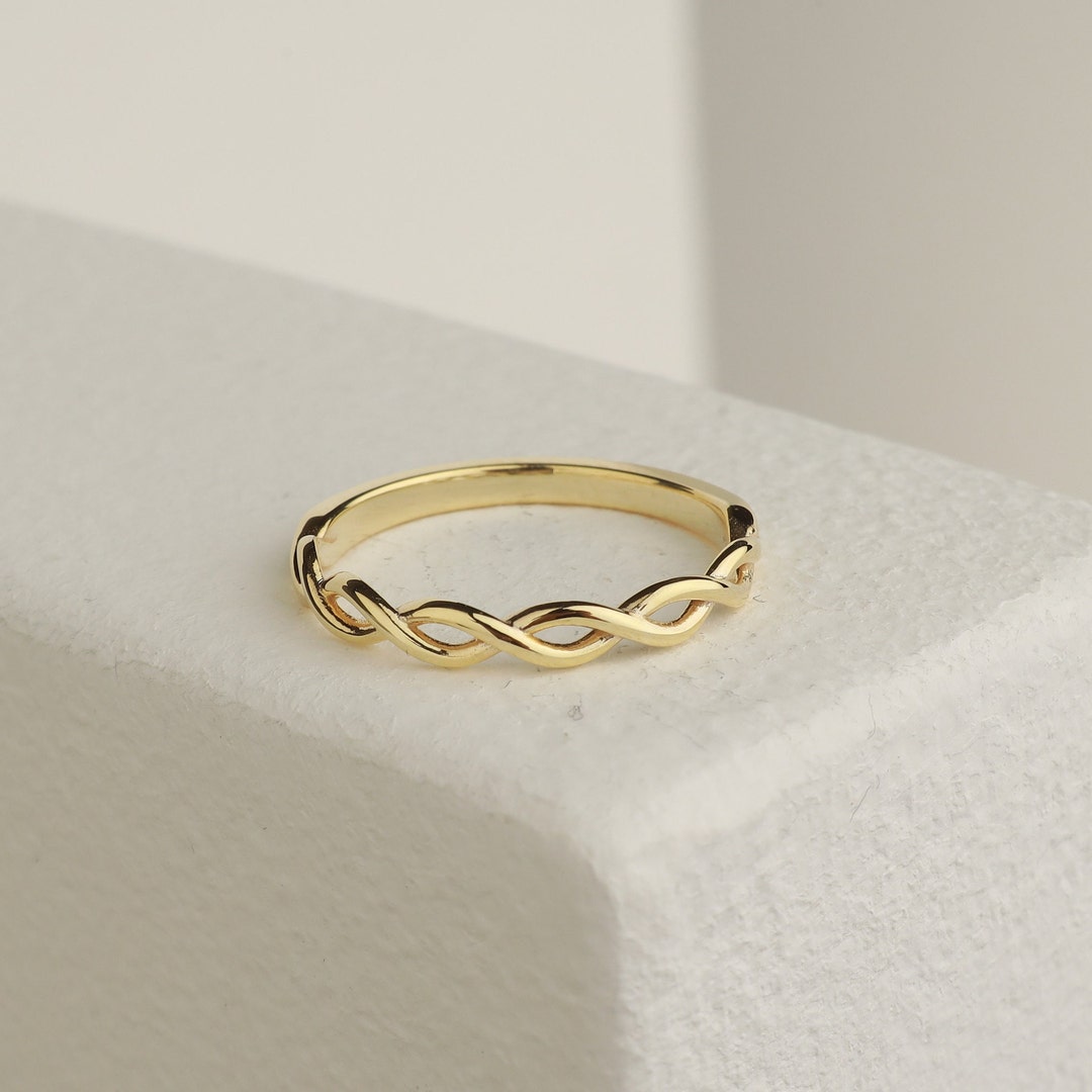 14k Solid Gold Rope Ring, Gold Band Ring, Minimalist Wedding Jewellery ...