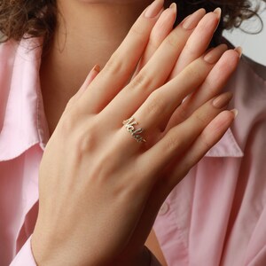 14k Solid Gold Custom Diamond Name Ring, Personalized Name Jewelry, Name Ring, Christmas Gift ...