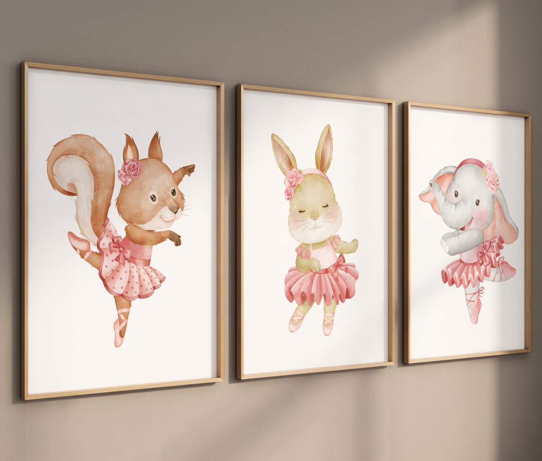 Ballerina Animals, Girl Nursery Decor, Baby Room Decor Girl , Bunny ...