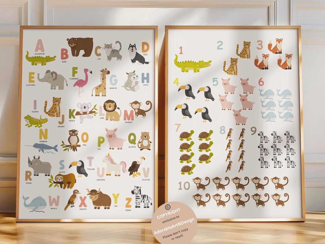 Animal Alphabet Number Poster, Animal Alphabet Poster, Animal A - Z ...