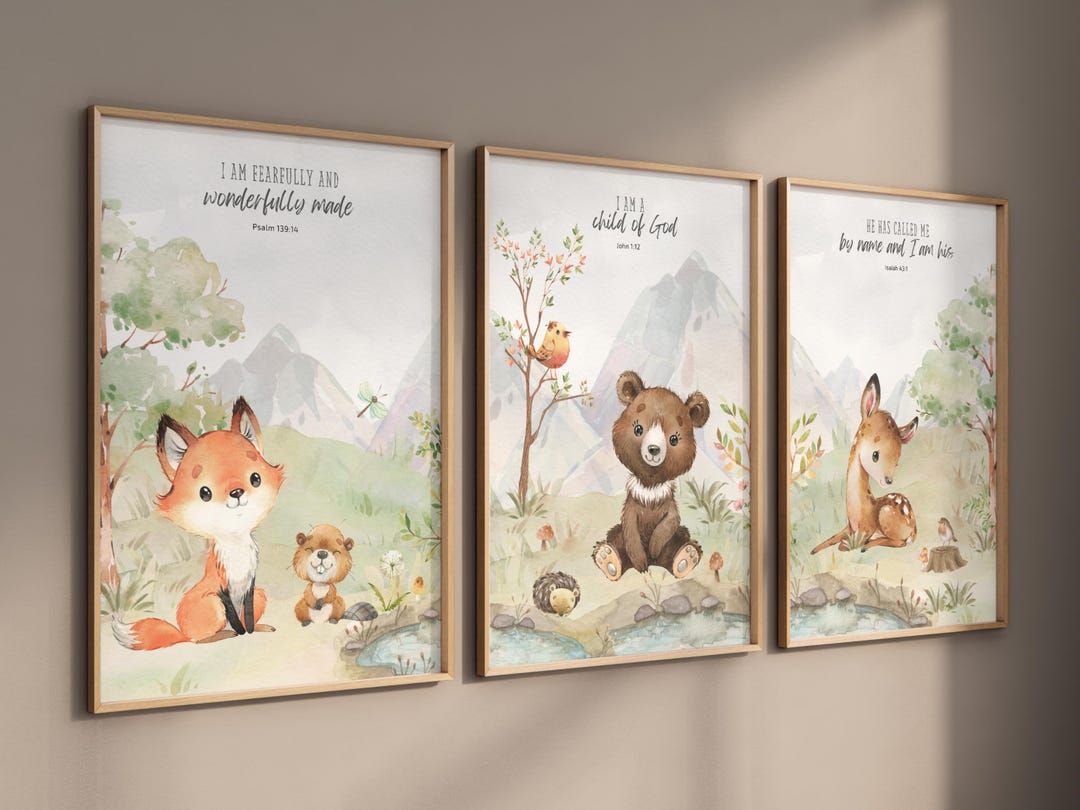 Christian Nursery, Bible Verse Nursery, Woodland Nursery Wall Art ...