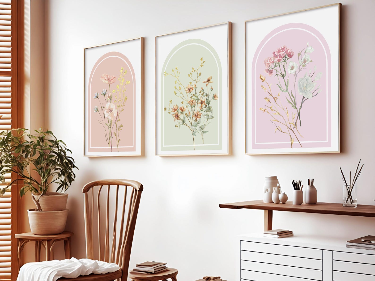 Watercolor Flower Prints Set of 3, Wildflowers Floral Art, Gallery Wall ...