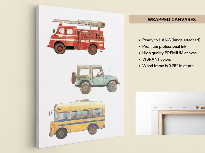 Transport Vehicle Prints, Construction Vehicle Prints, Boy Room Wall ...