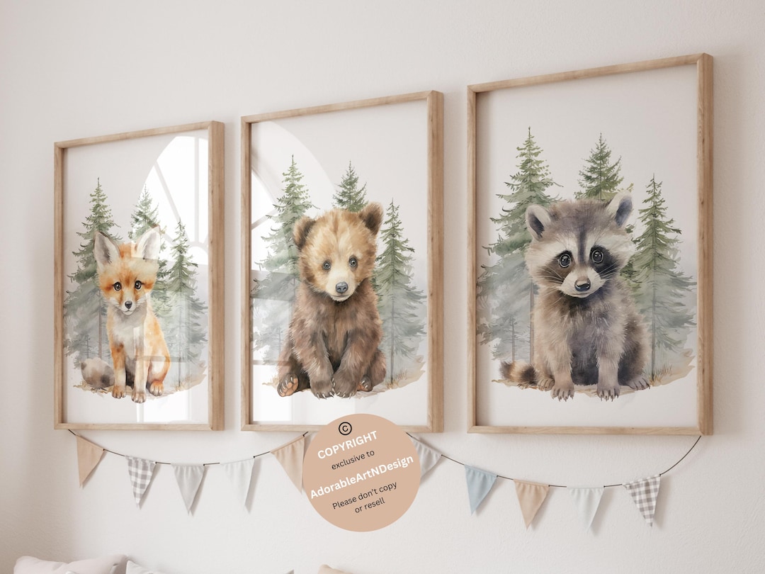 Woodland Animal Prints, Woodland Nursery Wall Art Gift, Boy Nursery ...