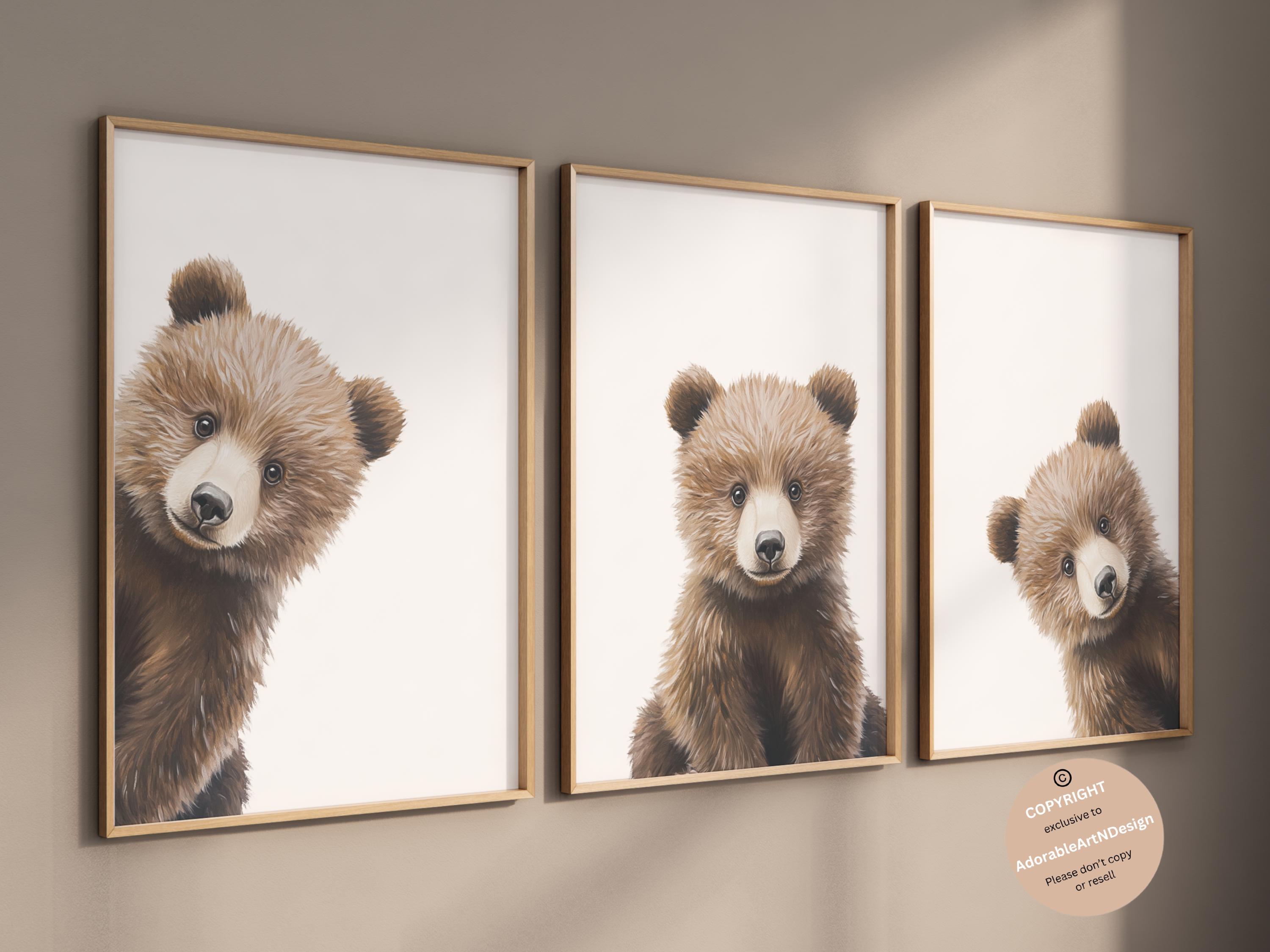 Peeking Bear Nursery Print, Baby Bear Nursery Wall Art, Peekaboo Bear ...