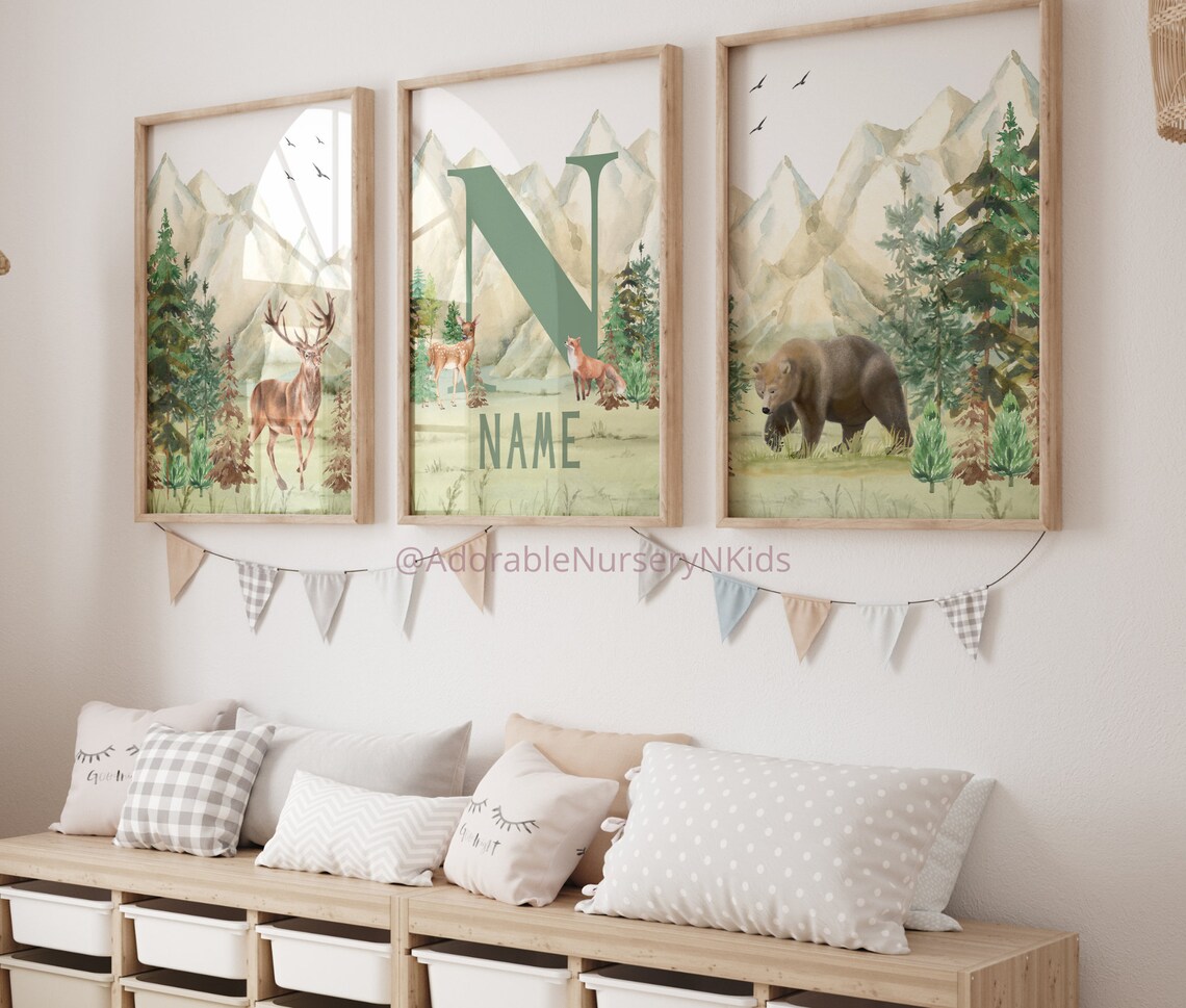 Personalized Name Prints, Mountain Nursery Decor, Adventure Theme ...