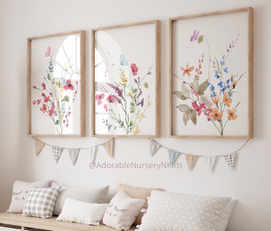 Wildflower Nursery Decor, Boho Nursery Wall Art, Girl Nursery Decor ...