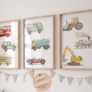 Transport Vehicle Prints, Construction Vehicle Prints, Boy Room Wall ...