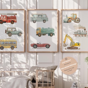 Transport Vehicle Prints, Construction Vehicle Prints, Boy Room Wall ...