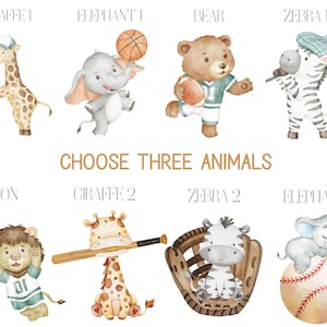 Sports Nursery Art, Animal Sports, Baby Animal Sports, Boy Sports ...