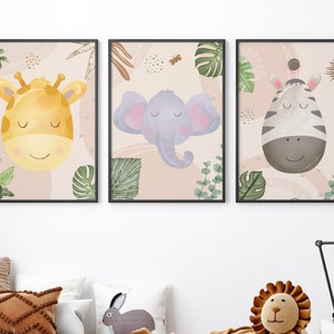 Boho Safari Art Children's Bedroom Nursery Wall Art Print | Animal ...